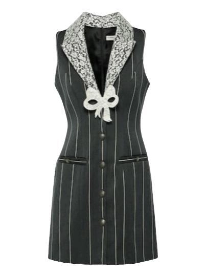 Alessandra Rich Pinstripe Wool-blend Minidress - Black
