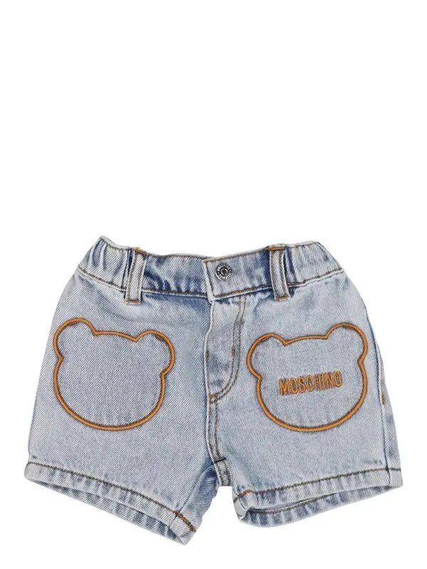 Moschino Teddy Bear Pocket Denim Shorts - Gray