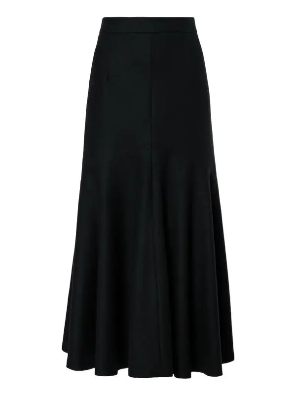 PATOU Pleated Detail Midi Skirt - Black