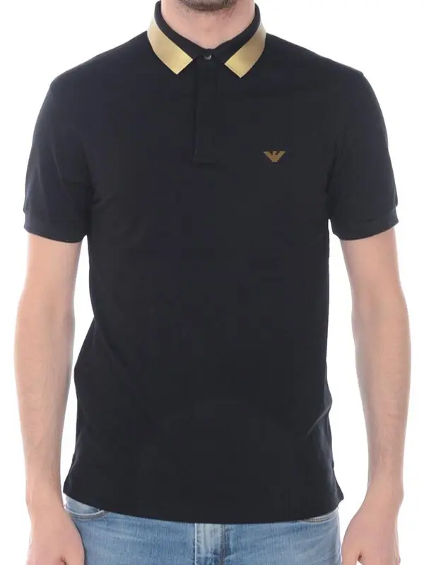 Emporio Armani Logo Slim Polo Shirt - Black