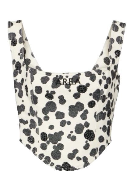 AREA Denim Corset With Logo Detail - White