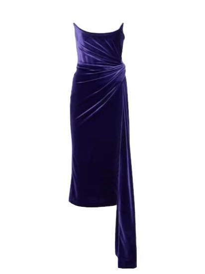Alex Perry Draped Velvet Corset Gown - Blue