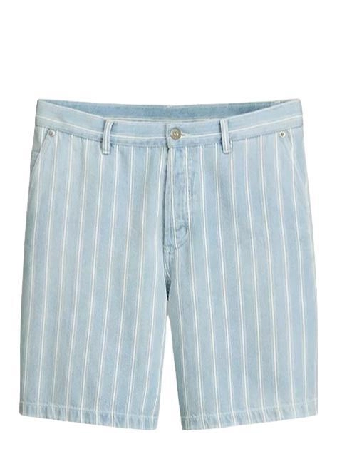 Dior Striped Denim Shorts With Cd Engraved Buckle - Blue