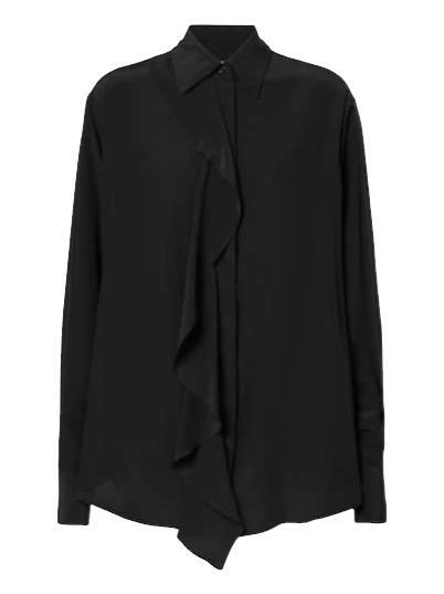 Victoria Beckham Ruffled Silk Blouse - Black
