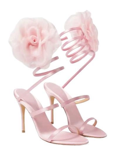 Magda Butrym Floral-appliqué Satin Sandals - Pink