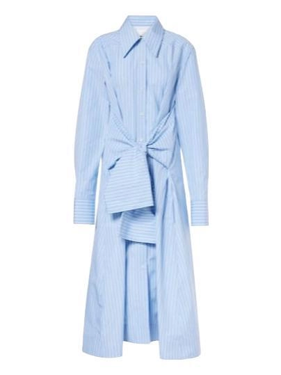 JIL SANDER Striped Cotton Shirt Dress - Blue
