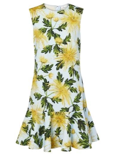 Oscar De La Renta Sleeveless Chrysanthemum Print Dress - Multicolor