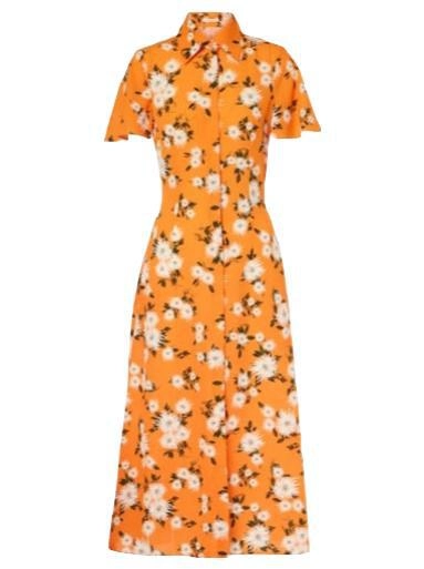 EMILIA WICKSTEAD Florencia Floral Print Crêpe Georgette Shirtdress - Orange