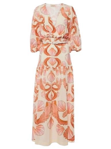 ADRIANA DEGREAS Seashell Silk Maxi Dress - Nude