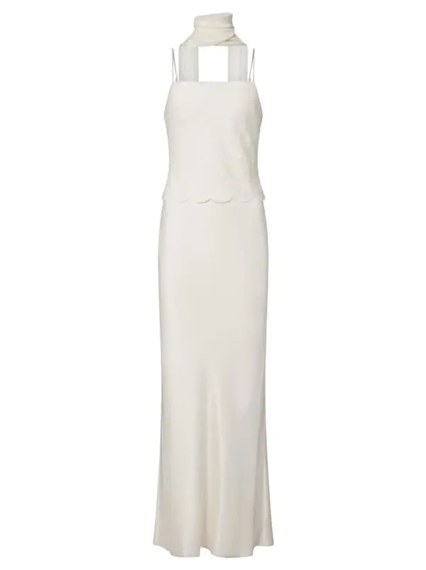 Posse Cove Tulle-trimmed Silk-blend Satin Maxi Dress - No
