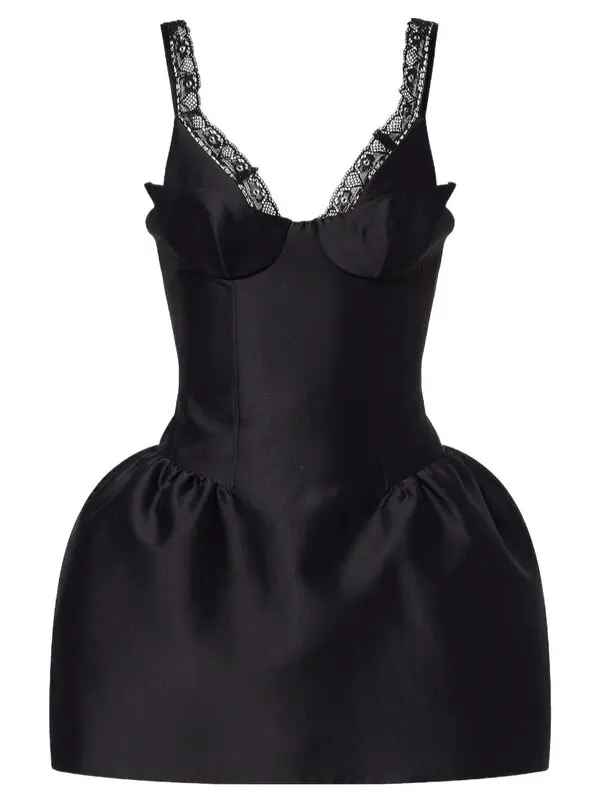 SHUSHU/TONG Lace-trimmed Mini Dress - Black