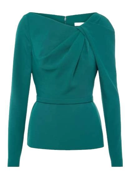 SAFIYAA LONDON Pleated Detail Top With Back Zipper - Green