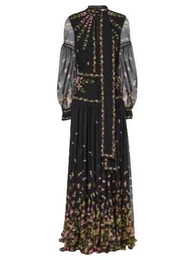 Erdem Floral Silk Voile Gown - Black