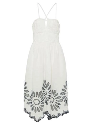 Ulla Johnson Halterneck Midi Dress With Embroidered Detail - White