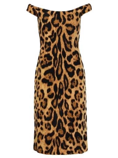 Oscar De La Renta Leopard-print Off-shoulder Midi Dress - Brown