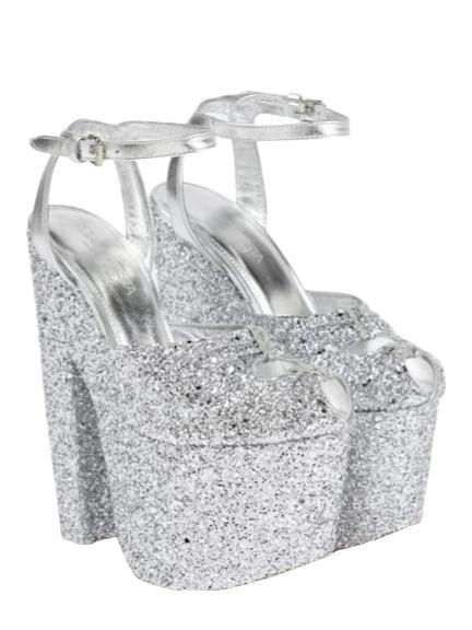 Giambattista Valli Glitter Platform Sandals - White