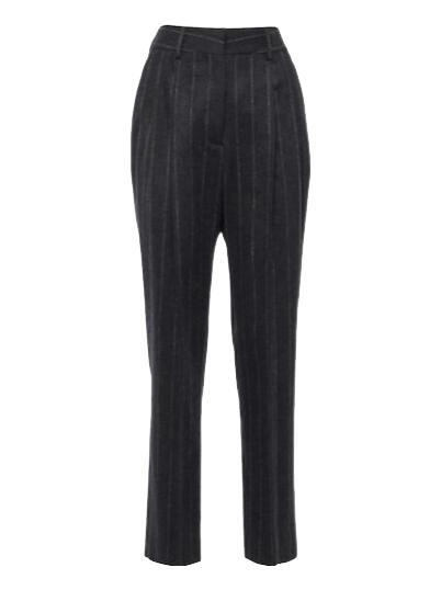 BLAZÉ MILANO Pinstripe Wool Straight Leg Trousers - Black
