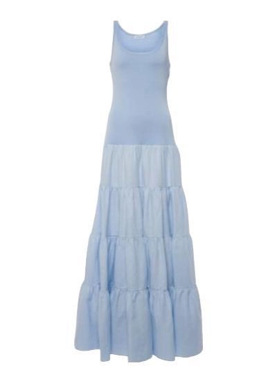 Gabriela Hearst Pozas Tiered Linen Maxi Dress - Blue