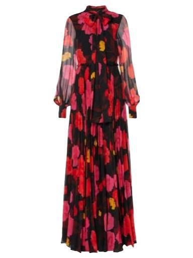 Erdem Floral Pleated Voile Gown - Brown