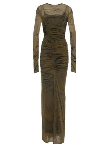 Blumarine Printed Ruched Jersey Maxi Dress - Green