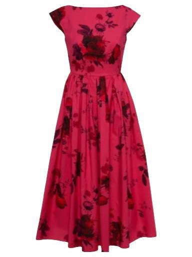 Erdem Floral Cotton Faille Midi Dress - Red