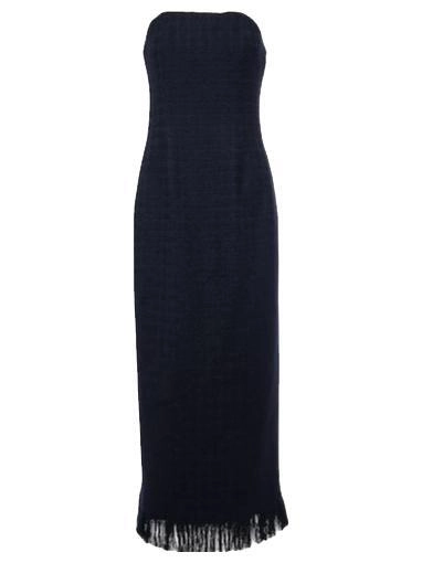 Oscar De La Renta Tweed Wool And Mohair-blend Bustier Dress - Black
