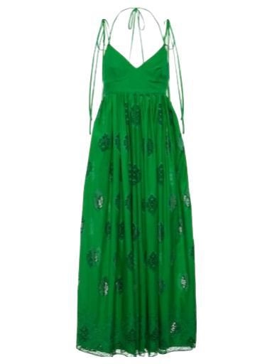 Erdem Embroidered Cotton-blend Midi Dress - Green