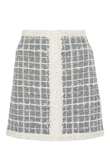 Giambattista Valli Checked Wool-blend Bouclé Miniskirt - Gray