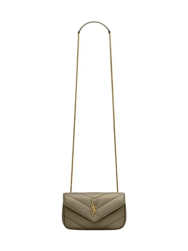 Saint Laurent Loulou Mini Lambskin Bag - Dark Moss