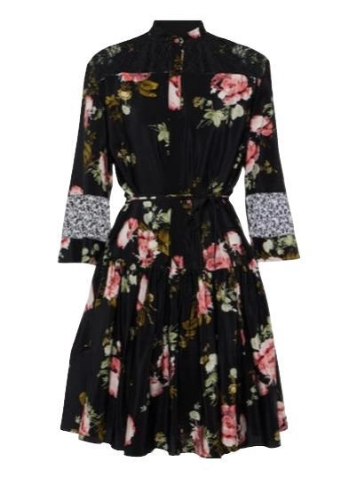 Erdem Floral Silk Crêpe De Chine Minidress - Black