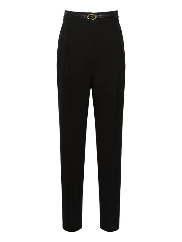 Max Mara Belted Pleated Trousers - Black