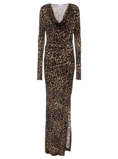 Blumarine Leopard-print Wool Jersey Maxi Dress - Multicolor