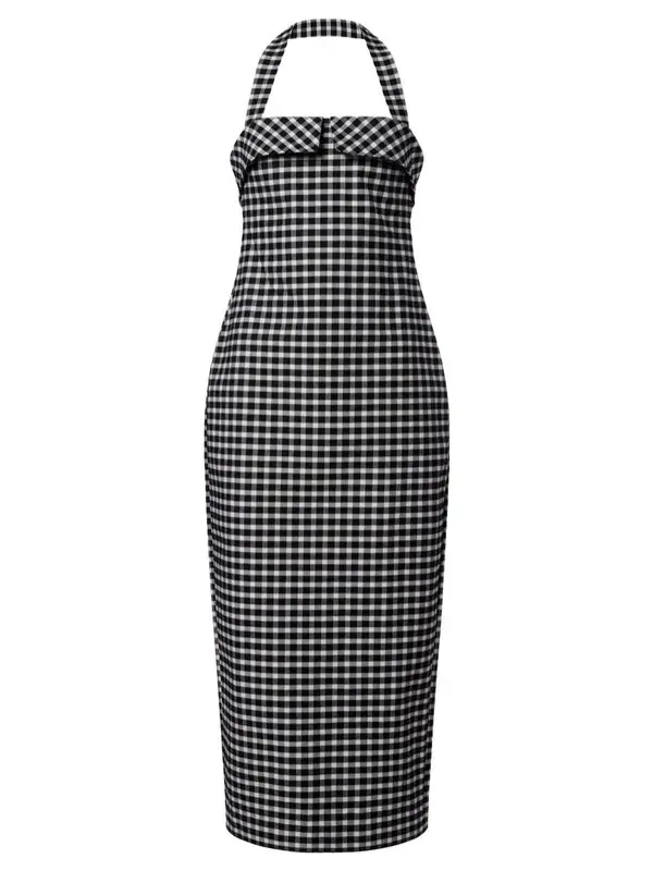 Posse Chiara Gingham Cotton-blend Midi Dress - Black