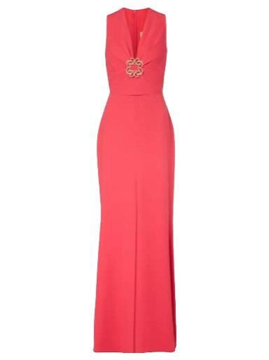 Elie Saab V-neck Embellished Cady Gown - Orange