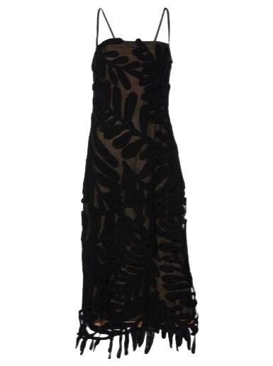 Oscar De La Renta Crochet Midi Dress With Tassel Hem - Black
