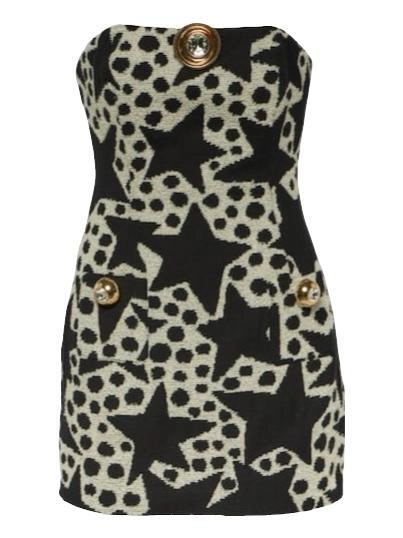 AREA Jacquard Strapless Cotton-blend Minidress - Black