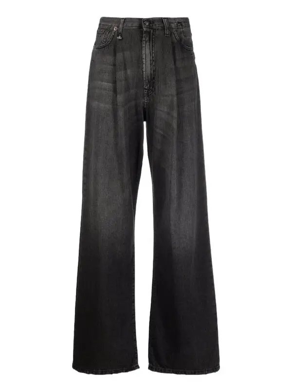 R13 Pleated Wide-leg Jeans - Black