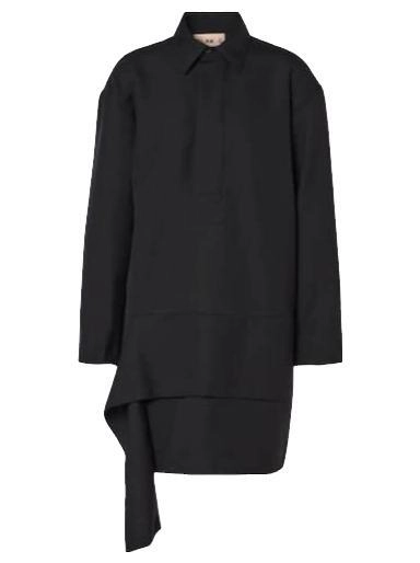 Plan C Asymmetrical Hem Wool-blend Minidress - Black
