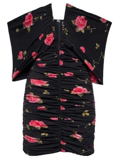 Magda Butrym Off-shoulder Floral Ruched Mini Dress - Black