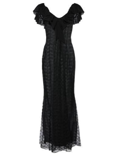 Alessandra Rich Lace Bow-tie Maxi Dress - Black