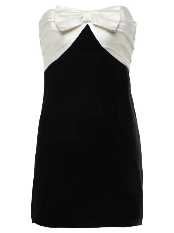 Alessandra Rich Strapless Velvet Mini Dress With Bow Detail - Black
