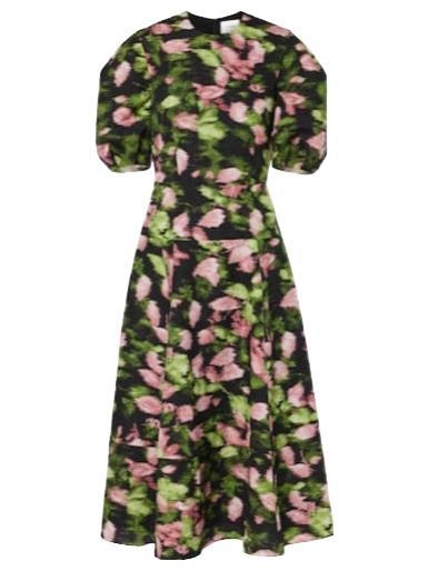 Erdem Floral Matelassé Midi Dress - Black