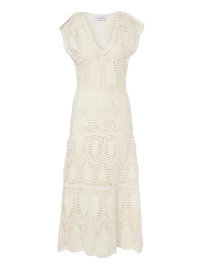 Gabriela Hearst Waldman Crochet Wool And Cashmere Maxi Dress - White