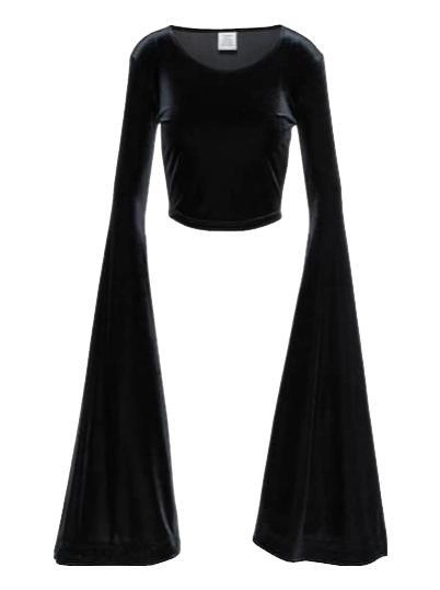 Vetements Velvet Crop Top With Flared Sleeves - Black