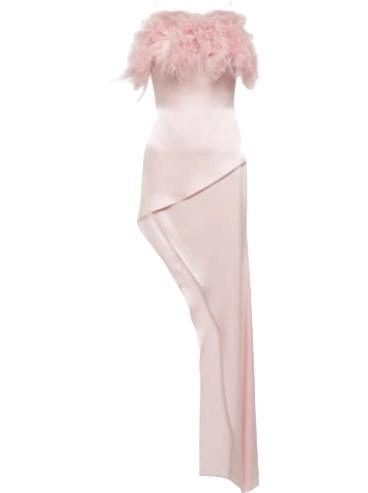 David Koma Feather-trimmed Satin Midi Dress - Pink