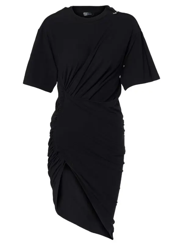 MUGLER Draped Asymmetrical Knit Dress - Black