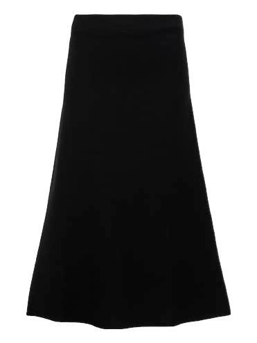 JIL SANDER Wool Midi Skirt - Black