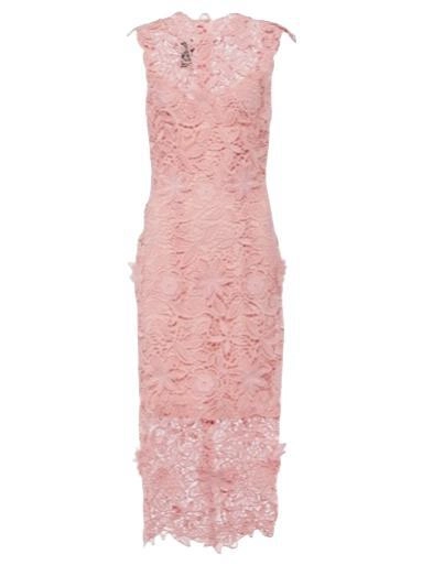Monique Lhuillier Floral Lace Guipure Midi Dress - Pink