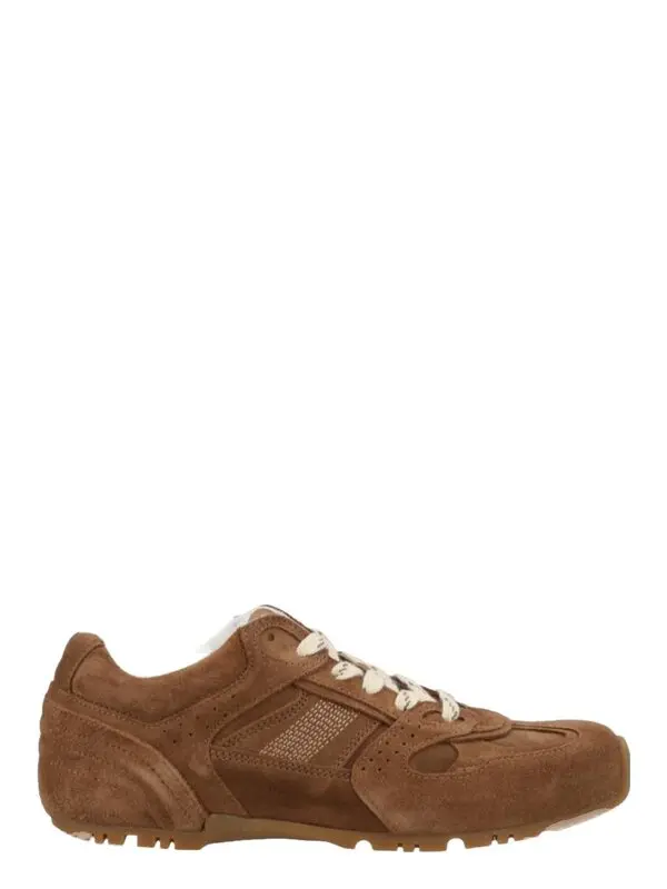 ALOHAS Suede Round Head Front Tie Sneakers - Brown