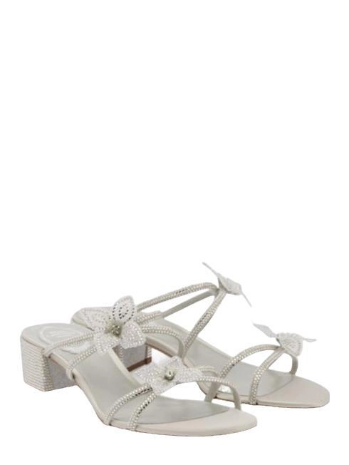 Rene Caovilla Caterina Embellished Block Heel Sandals - Gray